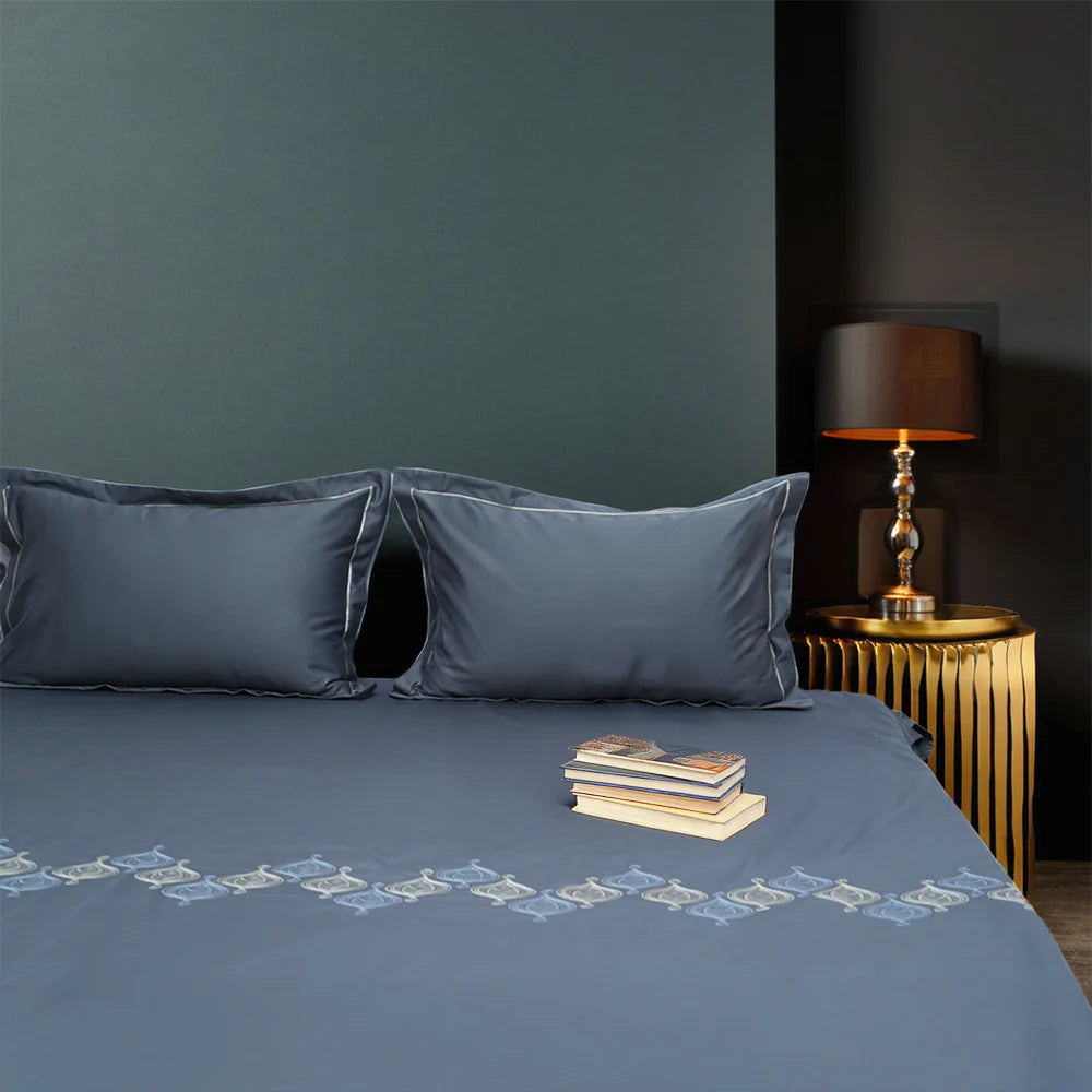 Art Midnight Royale (400 TC) - 100% Cotton King-Size Bedsheet + 2 Pill ...